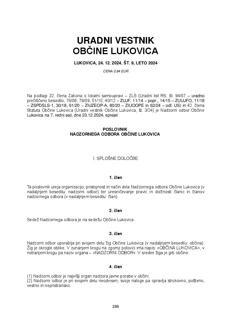 Uradni vestnik, 24.12.2024, številka 9 - lukovica.si